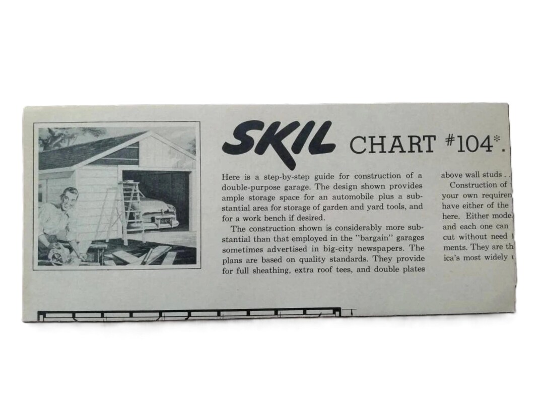 MCM Car Garage Construction Guide Building Plans Vintage 1950s Skil ...
