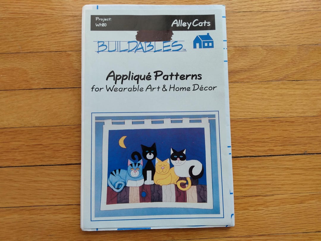 Vintage 80s Cat Quilt Sewing Pattern Applique Wall Pillow Buildables - Etsy