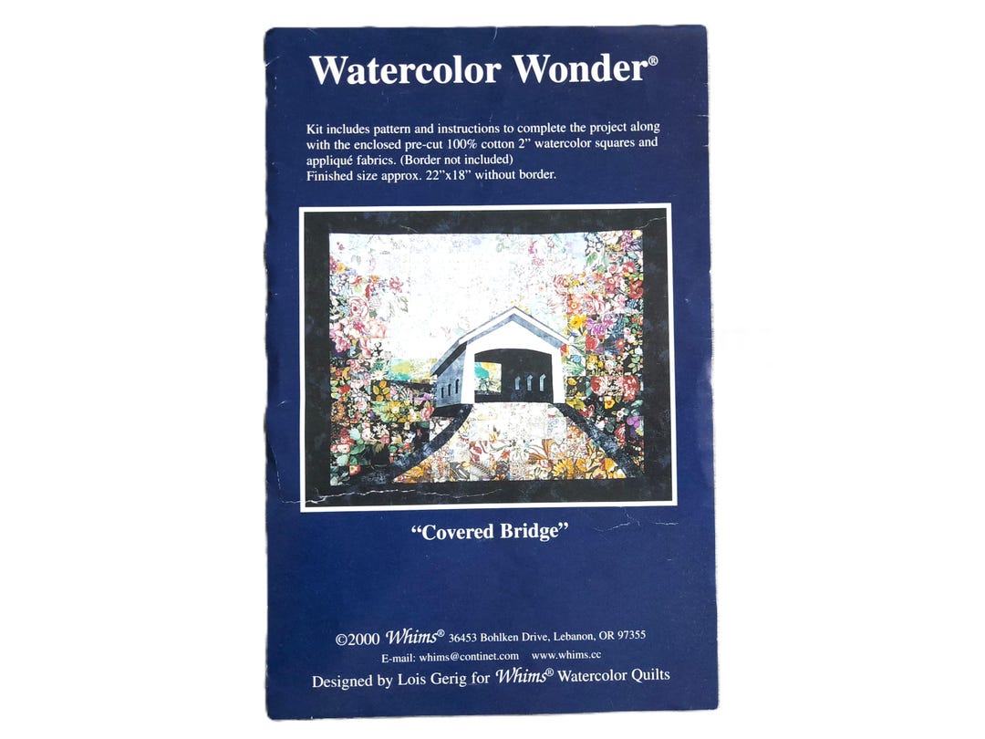 Vintage Covered Bridge Quilt Pattern Whims Watercolor Wonder 22"x18 ...