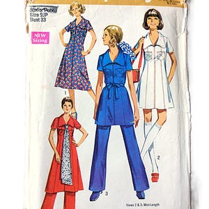 Pantsuit, Dress & Pants Sewing Pattern Vintage 70s Size 9 Jr P 33"b ...