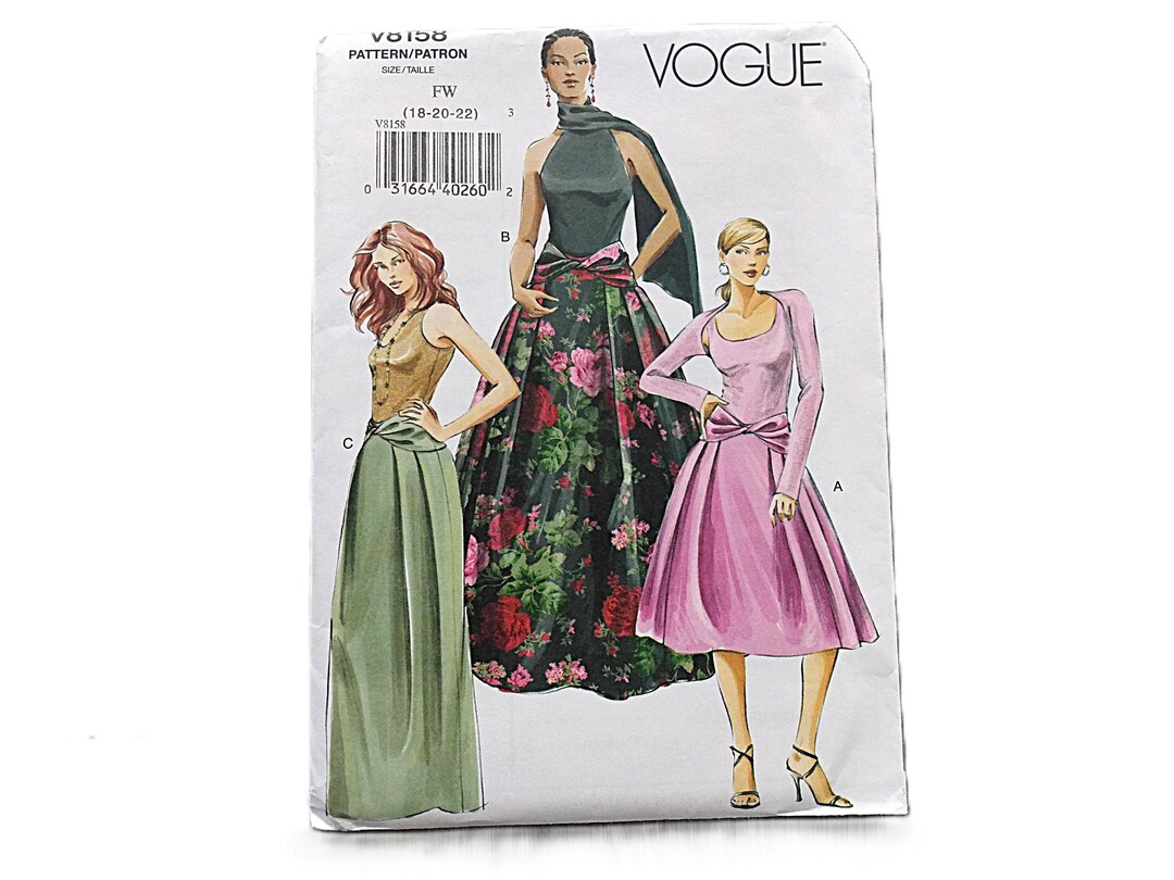 Long Full Skirt Sewing Pattern Plus Size 18 20 22 UNCUT Twisted Yoke ...