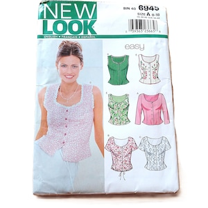 Vintage Summer Blouse Sewing Pattern Size 8-18 Button Front Camisole ...