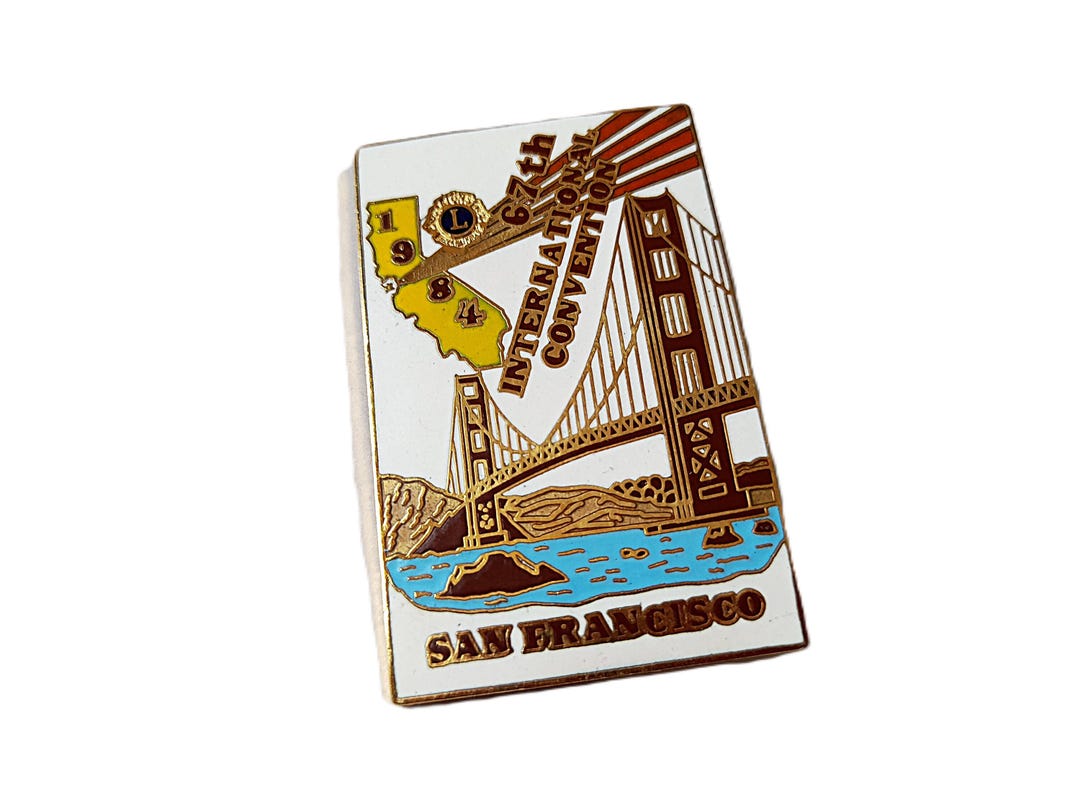 Vintage Golden Gate Bridge Pin 1984 San Francisco Metal Enamel Lions ...