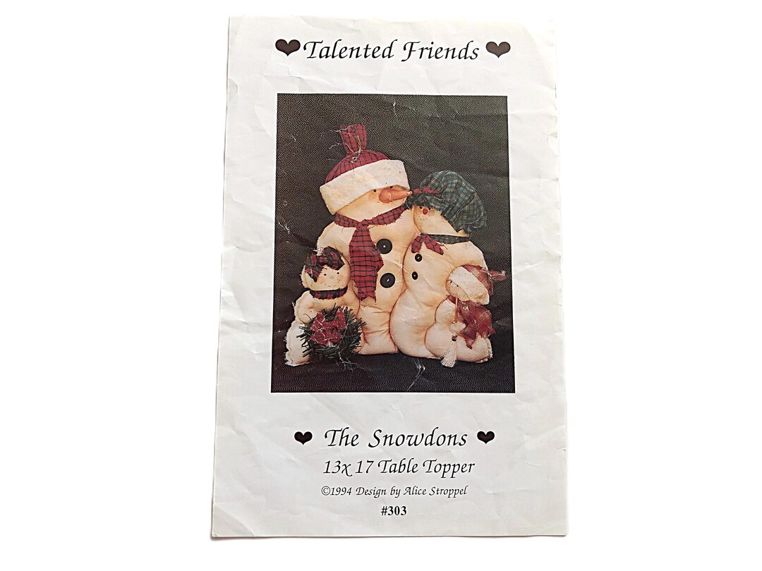 Snowman Table Topper Craft Pattern the Snowdons Vintage 90s Christmas ...
