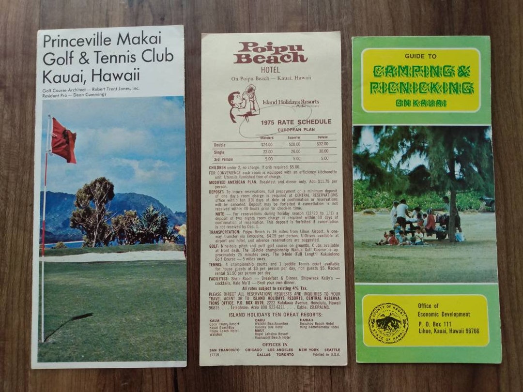 Vintage Kauai Hawaii Pamphlets, Princeville Makai Golf Club, Poipu ...
