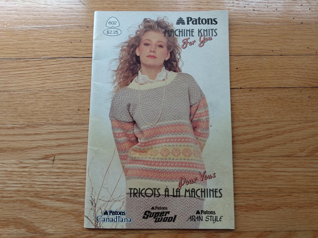 Vintage 80s Machine Knitting Pattern Book Patons 602 Intarsia Pullover ...