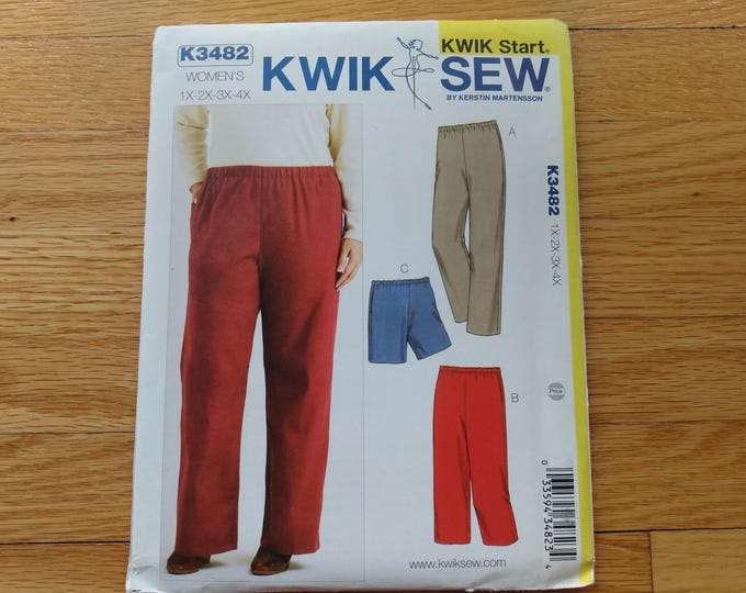 Pants & Shorts Sewing Pattern Plus Size 1X-4X Elastic Waist Kwik Sew ...