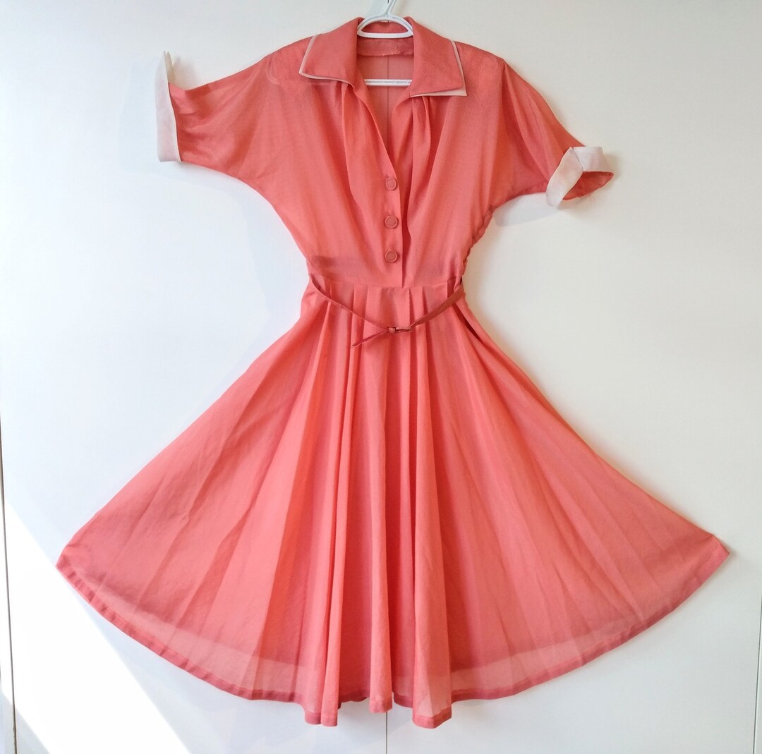 Vintage 40s 50s Lucy Dress Sheer 38 Bust Red White Striped Organdy ...