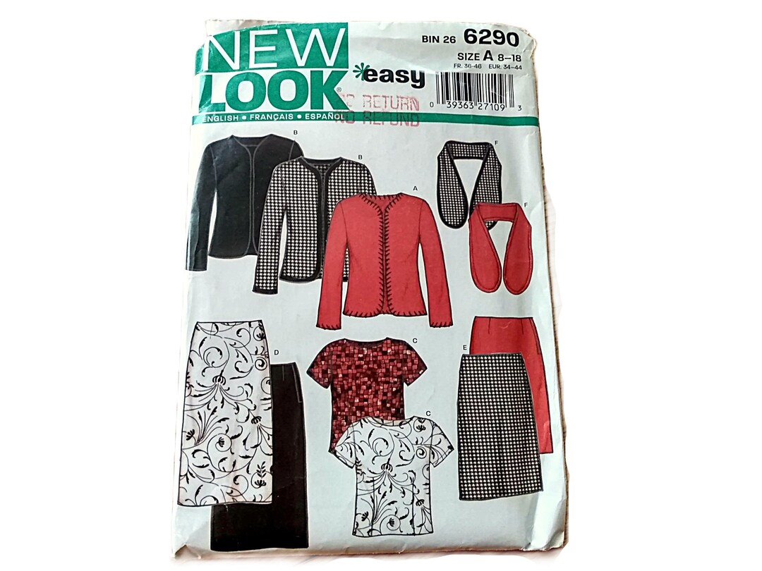 Skirt Top Cardigan Jacket Sewing Pattern Size 8-18 New Look 6290 UNCUT ...