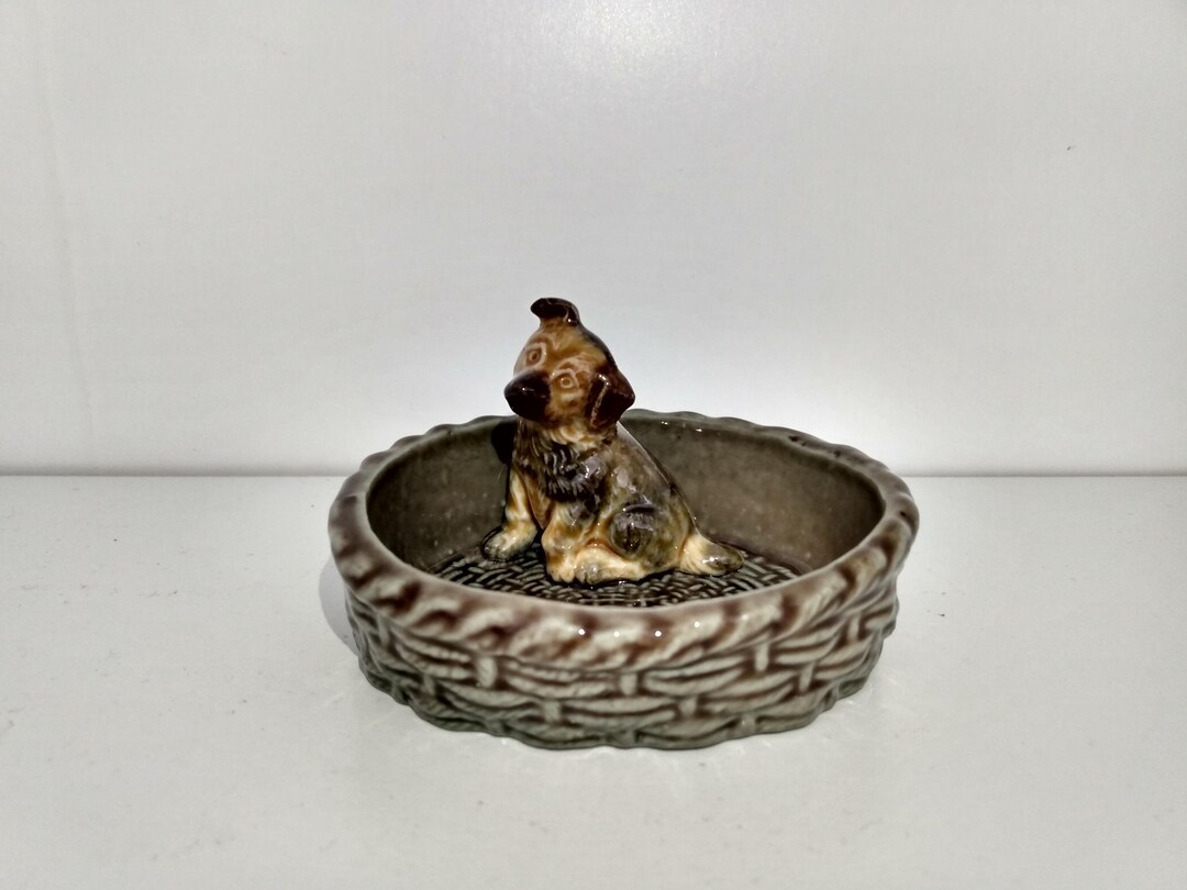 Vintage Wade Puppy Dog in Basket Pin Dish Made in England - Etsy