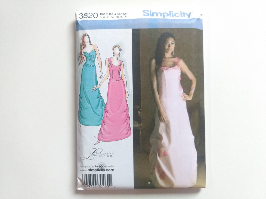 Formal Dress Sewing Pattern Evening Gown Size 4-12 Simplicity 3820 ...