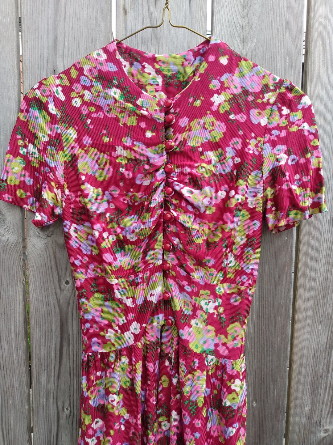 Vintage Overdress Robe High Slit 28 Bust 22 Waist Dressing Gown Duster ...