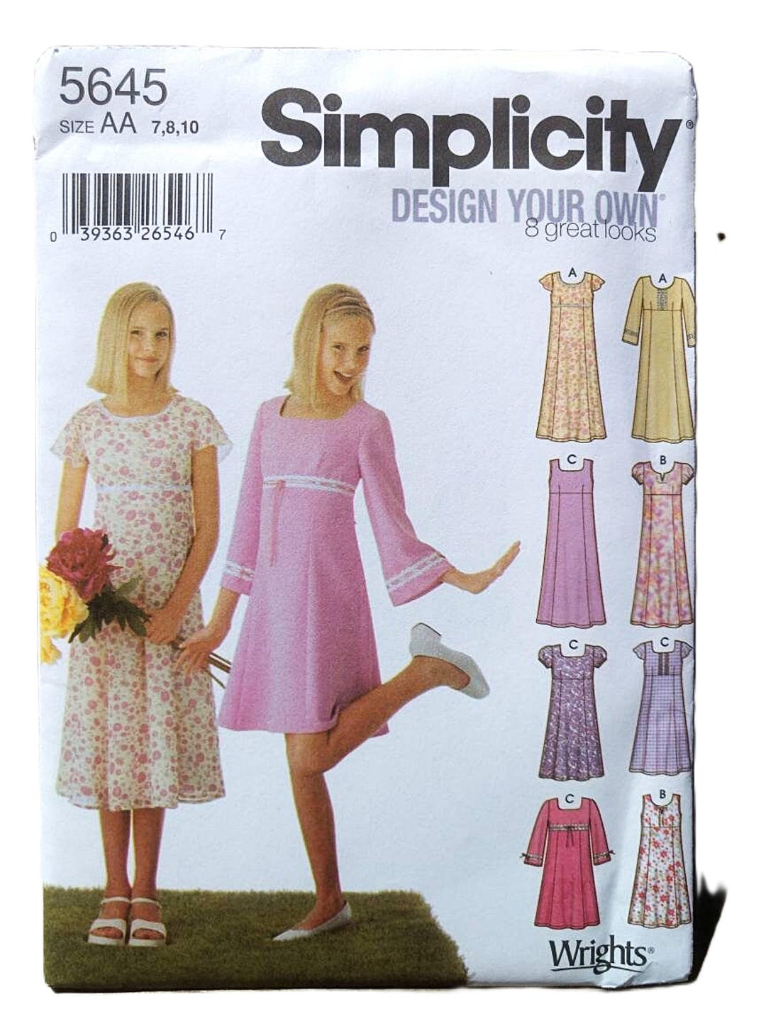 Girls Modest Dress Sewing Pattern Simplicity 5645 Size 7 8 10 Boho ...
