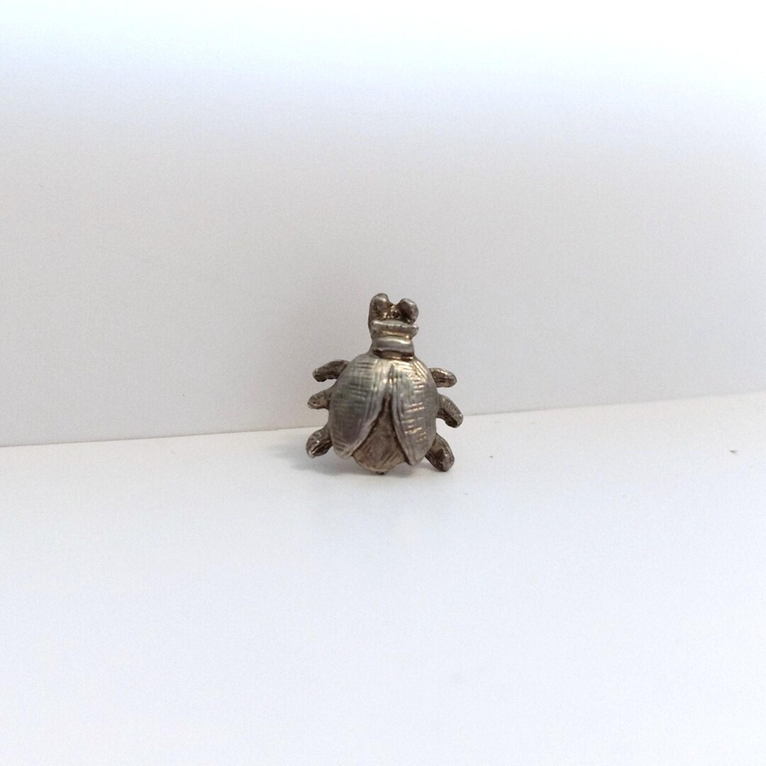 Vintage Beetle Tie Tack Pin Scarab Tick Silver Tone Mens Jewelry Insect ...