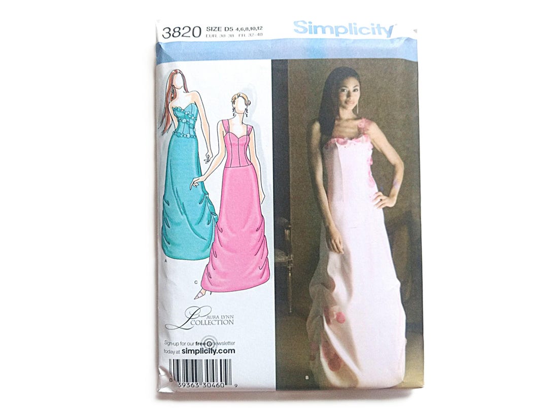 Formal Dress Sewing Pattern Evening Gown Size 4-12 Simplicity 3820 ...