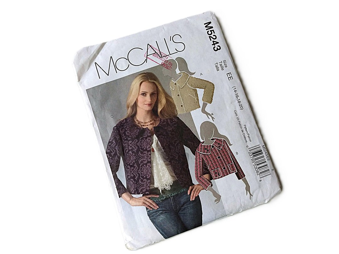Plus Size Jacket Sewing Pattern Sz 14 16 18 20 Mccall's 5243 UNCUT FF ...