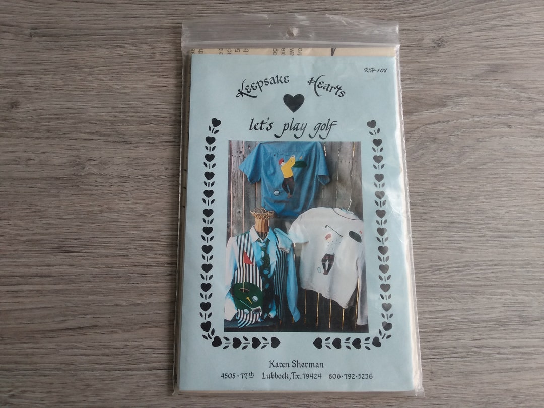 Golf Applique Vest Sewing Pattern S M L Vintage 80s 90s Golfer Golfing ...