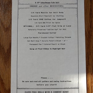 Vintage Prairie Victorian Doll Sewing Pattern Pioneer Dress Folk Art ...