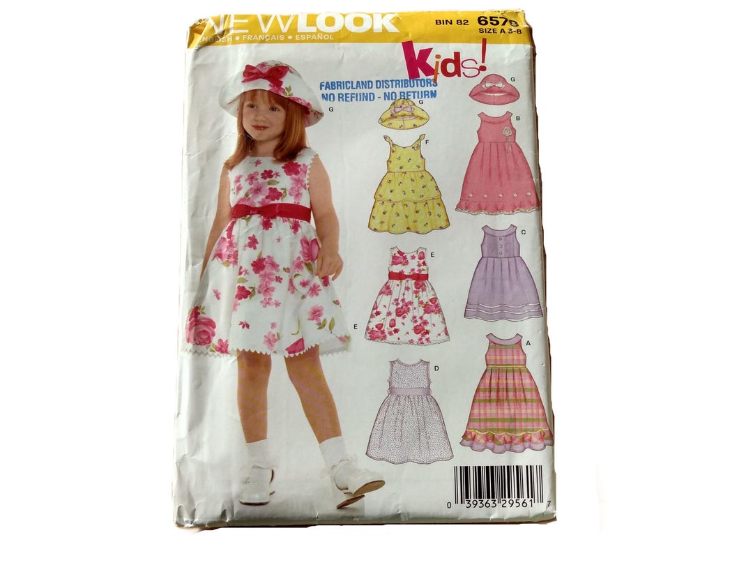 Girls Dress Sewing Pattern Size 3-8 Sundress Sleeveless Floppy Hat New ...