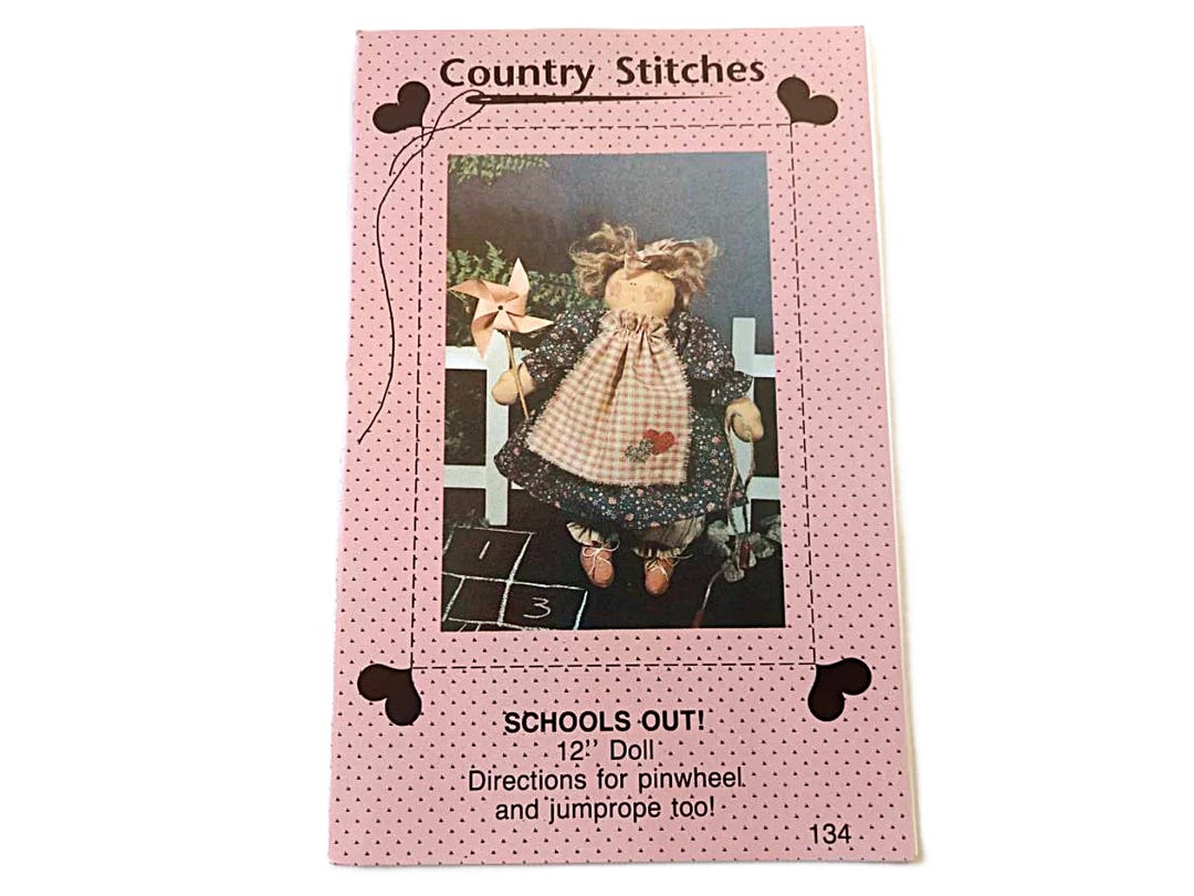 Vintage Rag Doll Sewing Pattern 12" Pioneer Prairie Rustic Americana ...