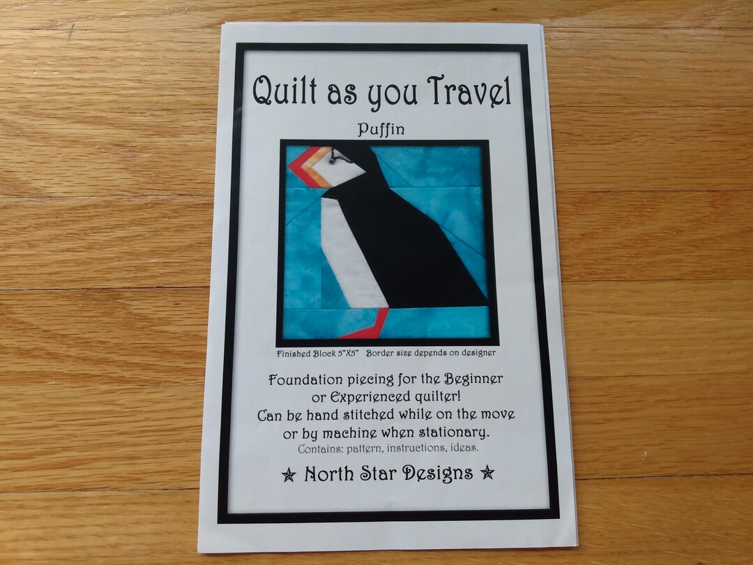 Puffin Bird Quilt Block Quilting Sewing Pattern "quilt as You Travel ...