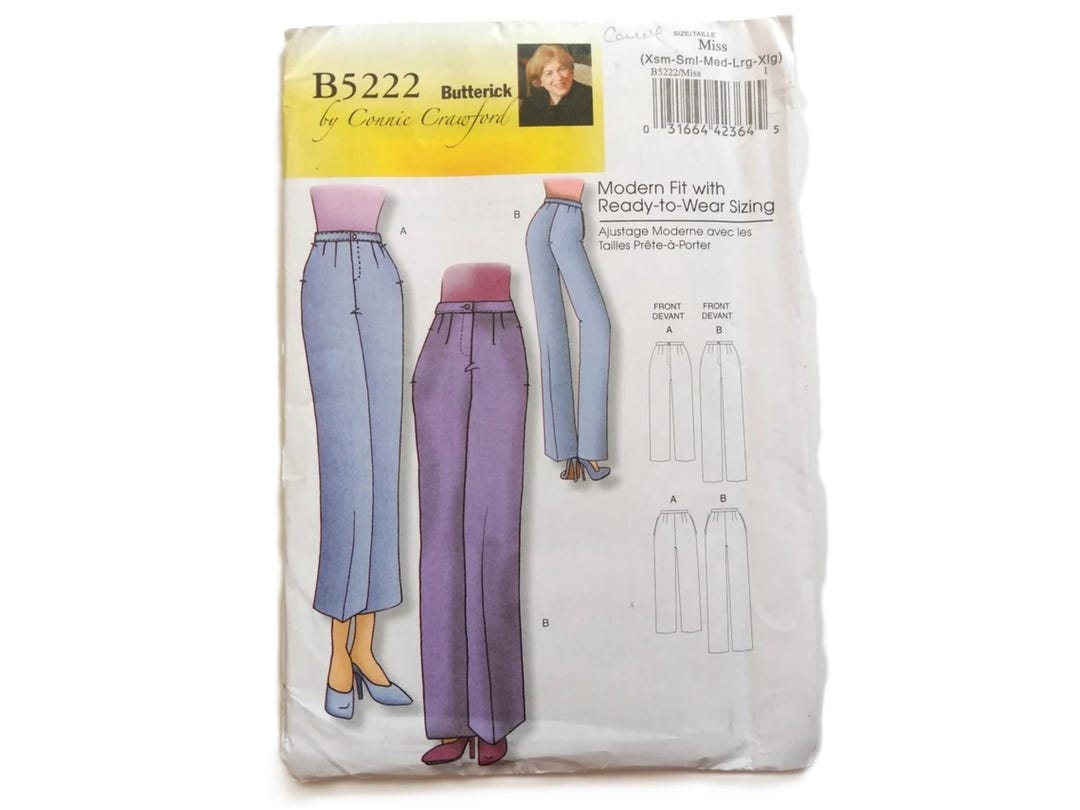 Pants Sewing Pattern Sizes XS-XL Mock Fly Butterick 5222 by Connie ...
