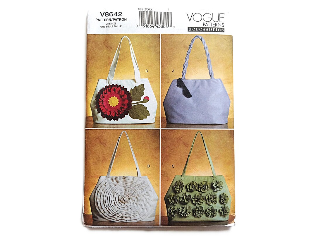 Vogue Purse Sewing Pattern Fabric Handbag 15.5" X 12" 8642 UNCUT - Etsy