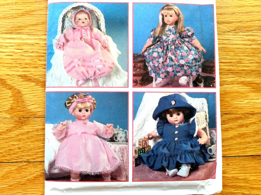 Vintage Doll Clothes Sewing Pattern Dress Hat 12" to 22" Dolls ...