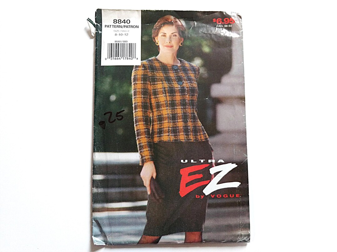 Vogue Top and Skirt Suit Sewing Pattern Blazer Size 8 10 12 Vintage 90s ...