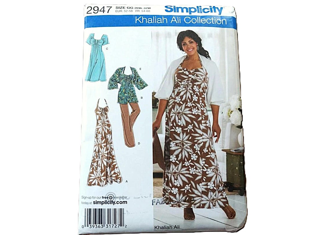 Plus Size Dress Tunic Pants Shrug Sewing Pattern 26W-32W Simplicity ...