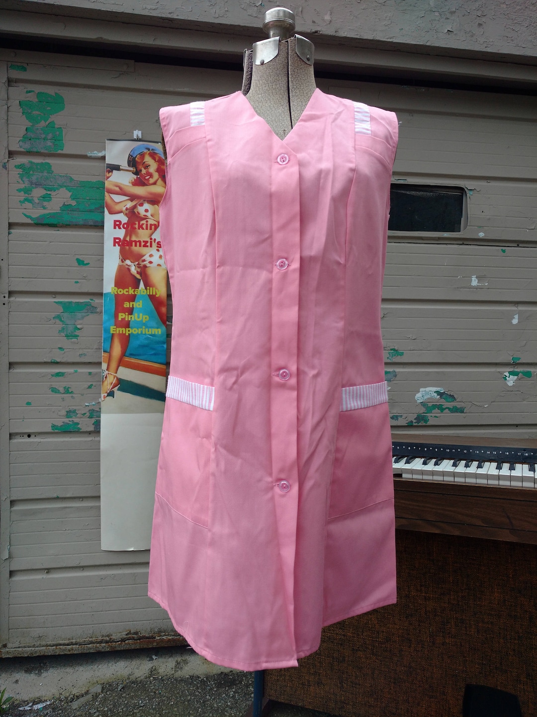 Vintage Uniform Smock Top Pink Retro Ladies Womens - Etsy