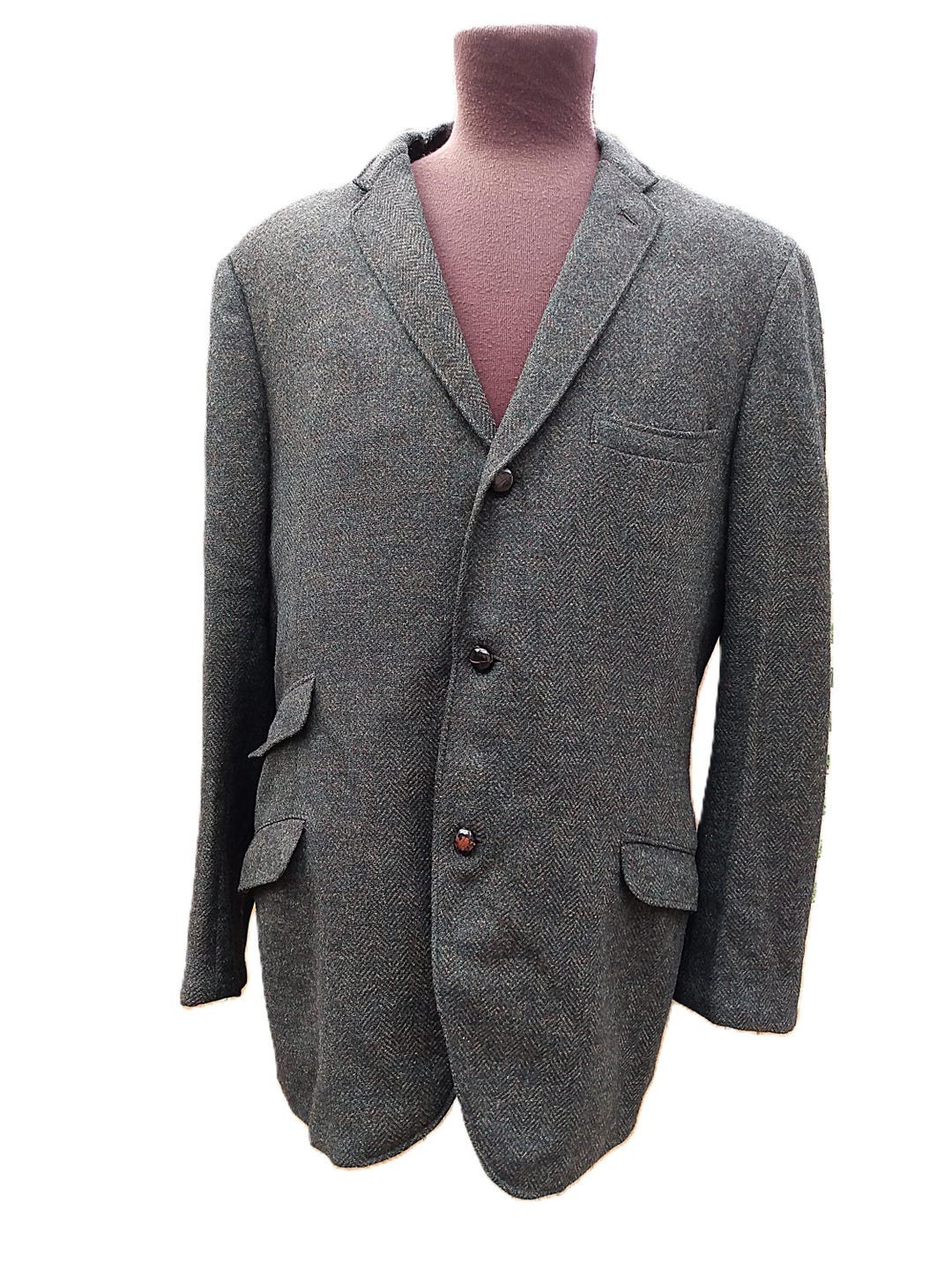 Vintage Tweed Hacking Jacket 44.5" Chest Green Wool Pheasant Lining ...