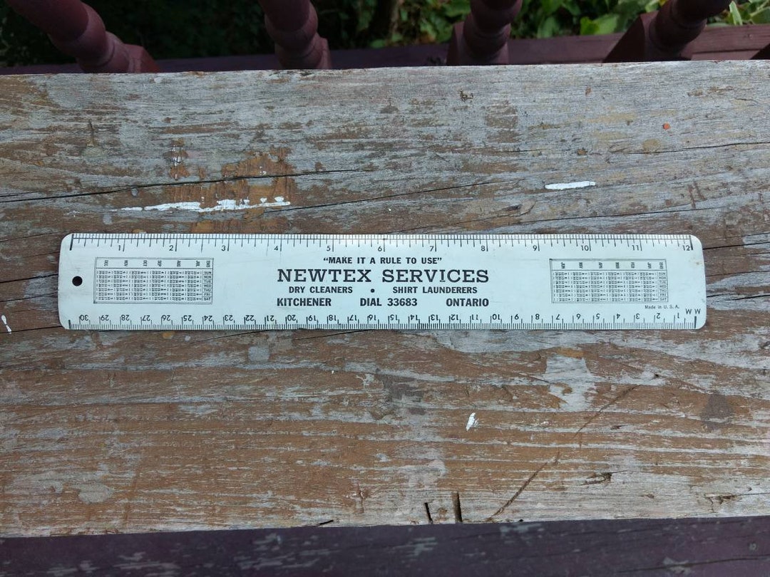 Vintage Advertising Ruler Metal 1949 1940s Newtex Services Retro Dry ...