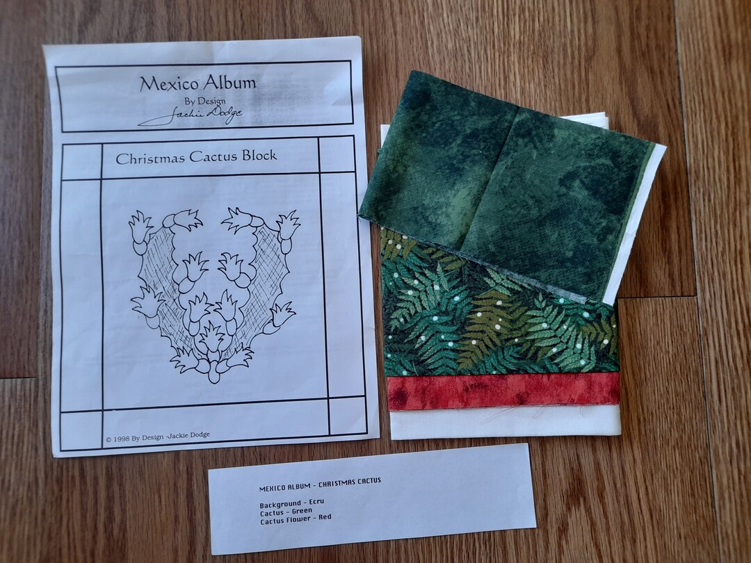 Christmas Cactus Quilt Block Pattern With Fabric Mexico Album Jackie ...