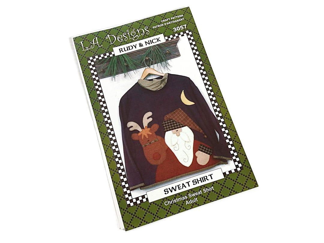 Vintage Santa Claus and Rudolph Reindeer Applique Sewing Pattern ...