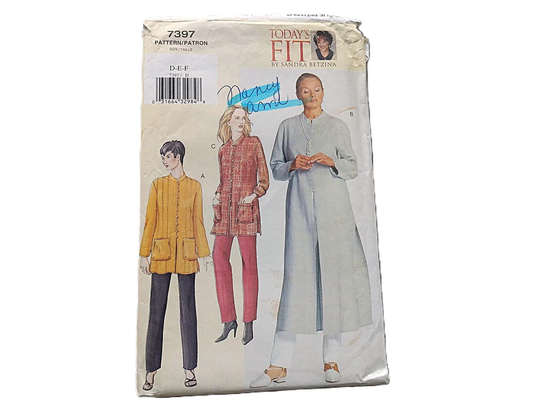 Nehru Jacket Coat & Pants Sewing Pattern 38" to 43" Bust UNCUT 7397 ...