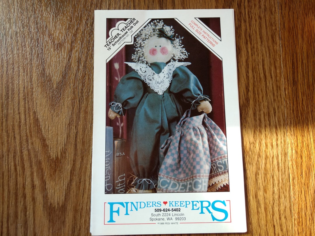 Primitive Doll Sewing Pattern Dress Apron Retro Vintage 1980s Easy Folk ...