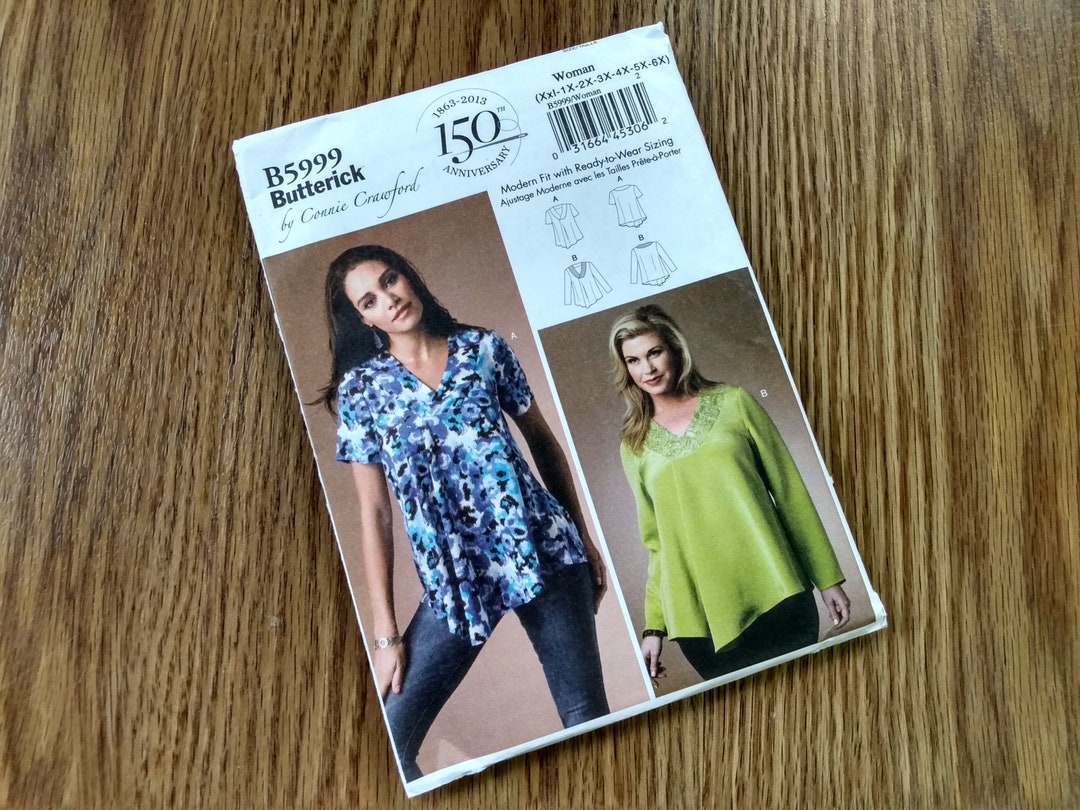 Pullover Top Sewing Pattern Plus Size XXL-6X Connie Crawford Butterick ...