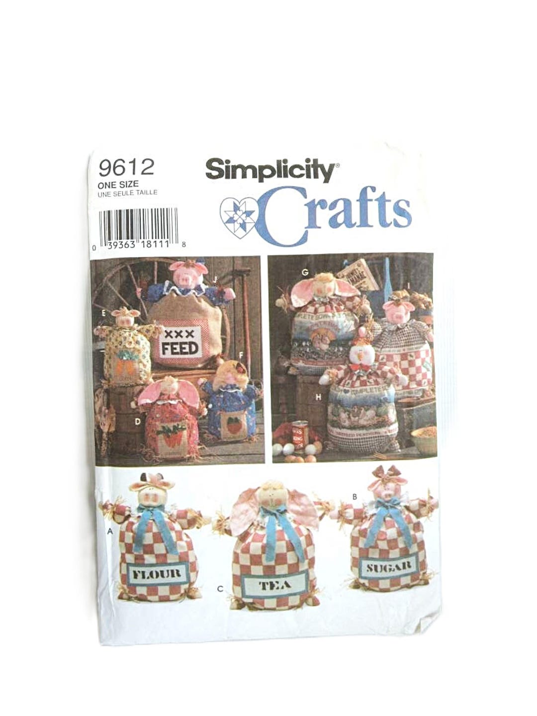 Vintage Feed Sack Dolls Sewing Pattern 90s Kitsch Farmhouse Easter ...