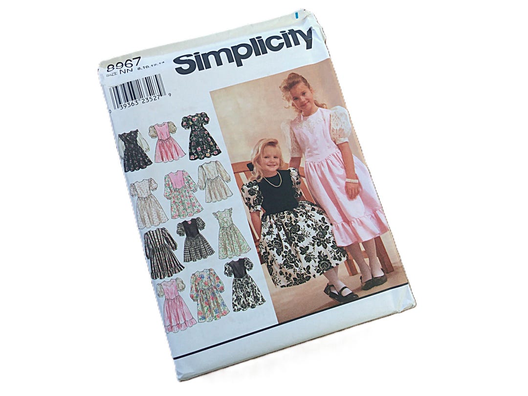 Vintage Girls Dress Sewing Pattern Puffed Sleeve Size 8-14 Simplicity ...