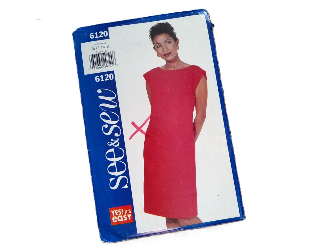 Vintage 90s Dress Sewing Pattern Size 12-16 See & Sew 6120 UNCUT - Etsy