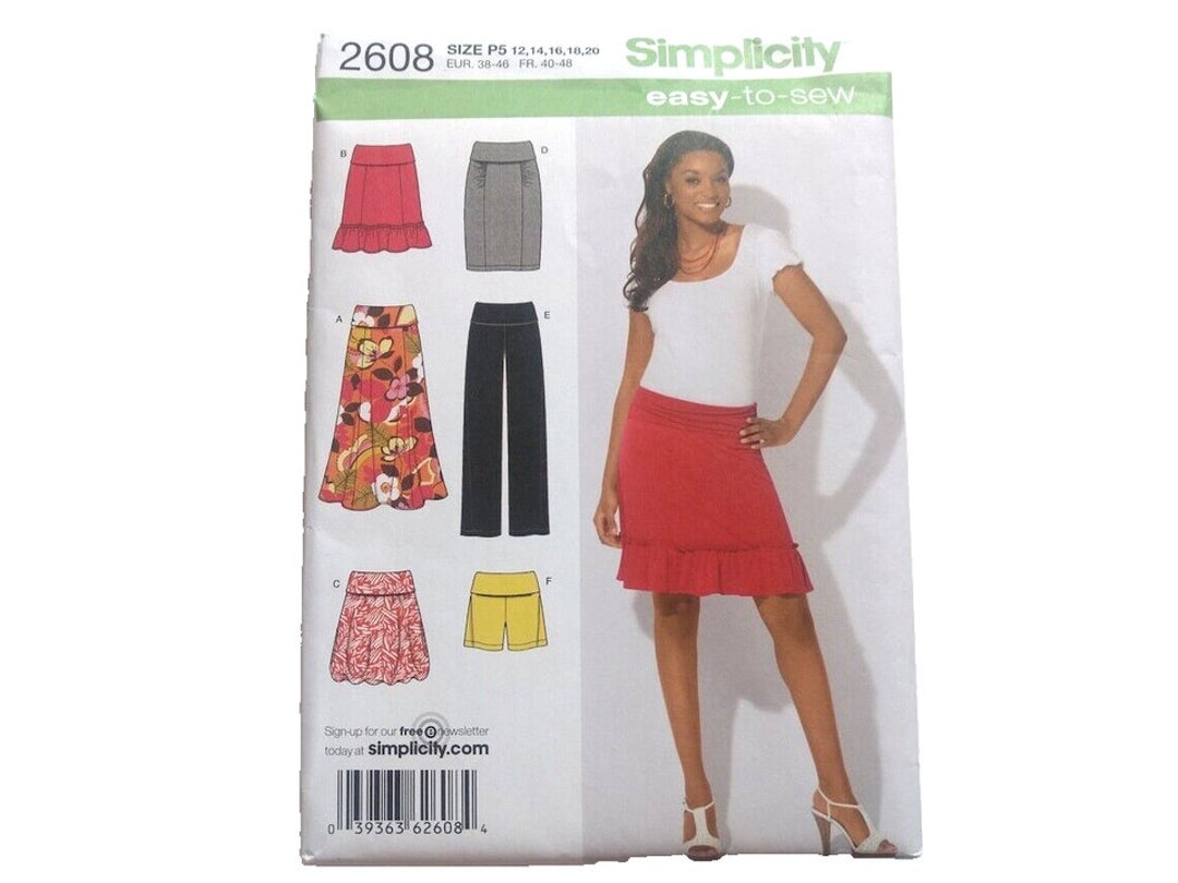 Skirt Shorts Pants Sewing Pattern Plus Size 12 14 16 18 20 Simplicity ...