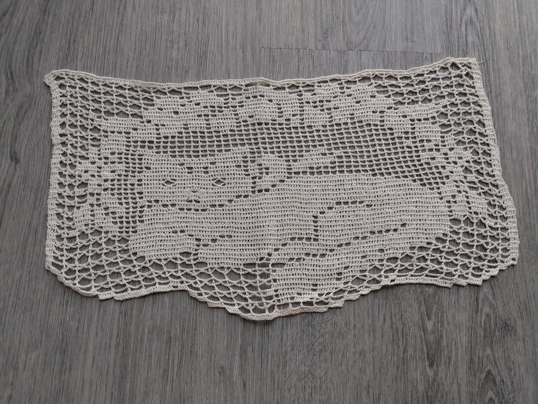 Vintage Cat Filet Crochet Table Top Doily Kitten Kitschy - Etsy