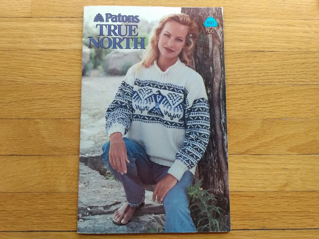 Vintage Sweater Knitting Pattern Book TRUE NORTH Thunderbird Pullover ...