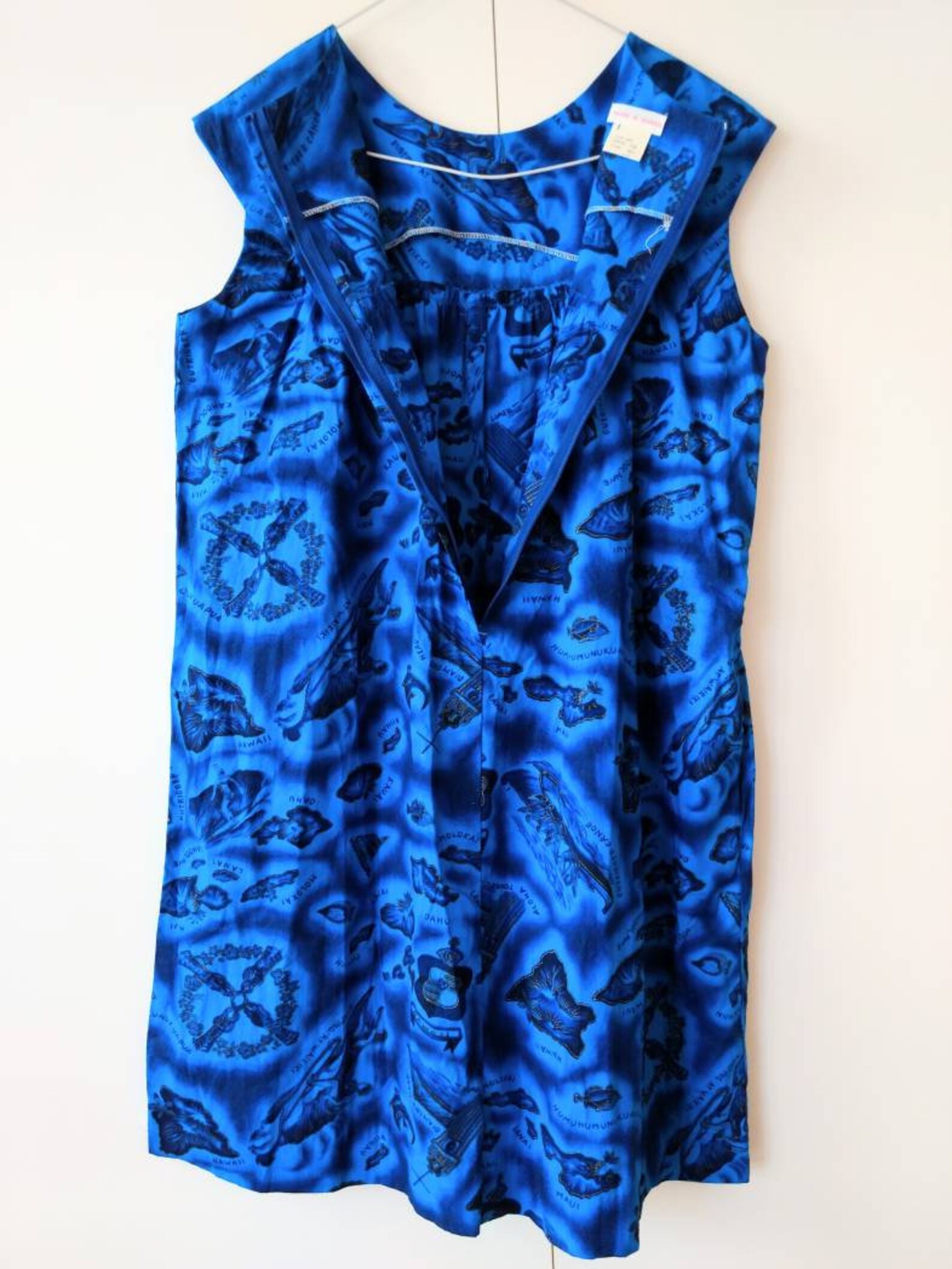 VINTAGE HAWAIIAN DRESS Aloha Luau Blue Cotton Size Medium | Etsy