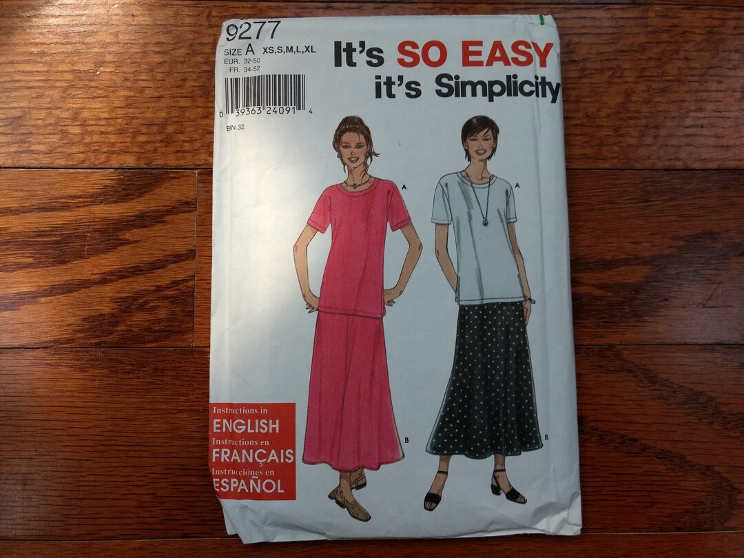 Peasant Skirt and Top Sewing Pattern Womens Size XS-XL Simplicity 9277 ...
