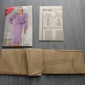 Two Piece Dress Sewing Pattern Crossover Blouse Skirt Sz 14 16 18 See ...