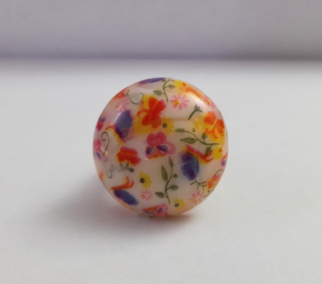 Vintage Floral Print Plastic Ring Retro 90s Y2K SIZE 9 - Etsy
