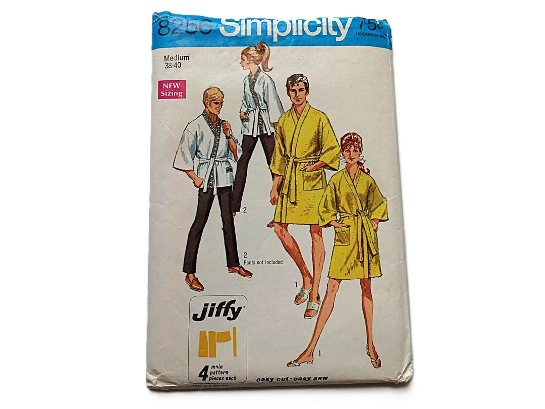 Vintage 60s Kimono Robe Sewing Pattern Mens Medium 38-40 Simplicity ...