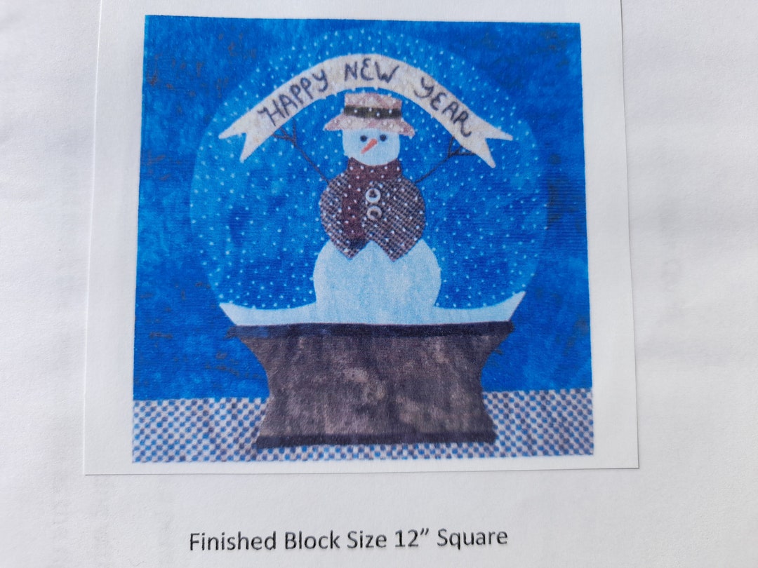 Snowman Snow Globe Quilt Block Sewing Pattern 12" Square by Connie ...
